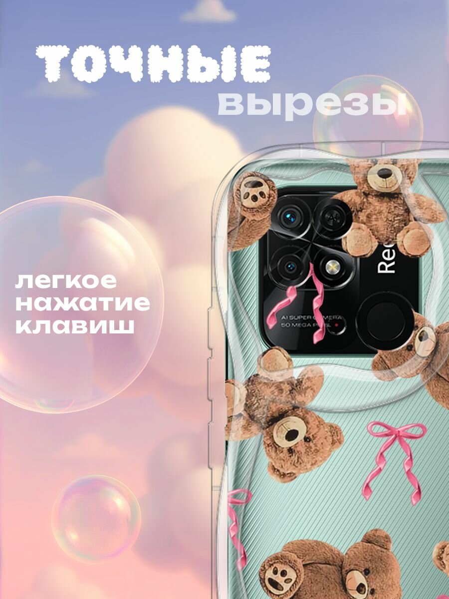Чехол на Xiaomi Redmi 10C / Редми 10С с принтом "Мишки и бантики" — фото 1