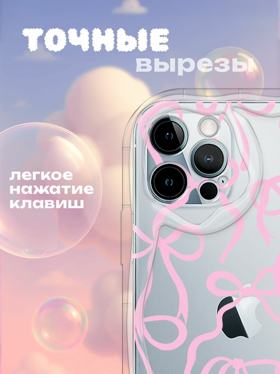 Чехол на Apple iPhone 12/12 Pro / Айфон 12/12 Pro с принтом "Розовый бант паттерн" — фото 1