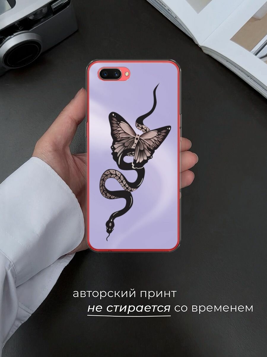 Силиконовый чехол на Oppo A3s / Oppo A3s с принтом "Змеебабочка 1" — фото 1