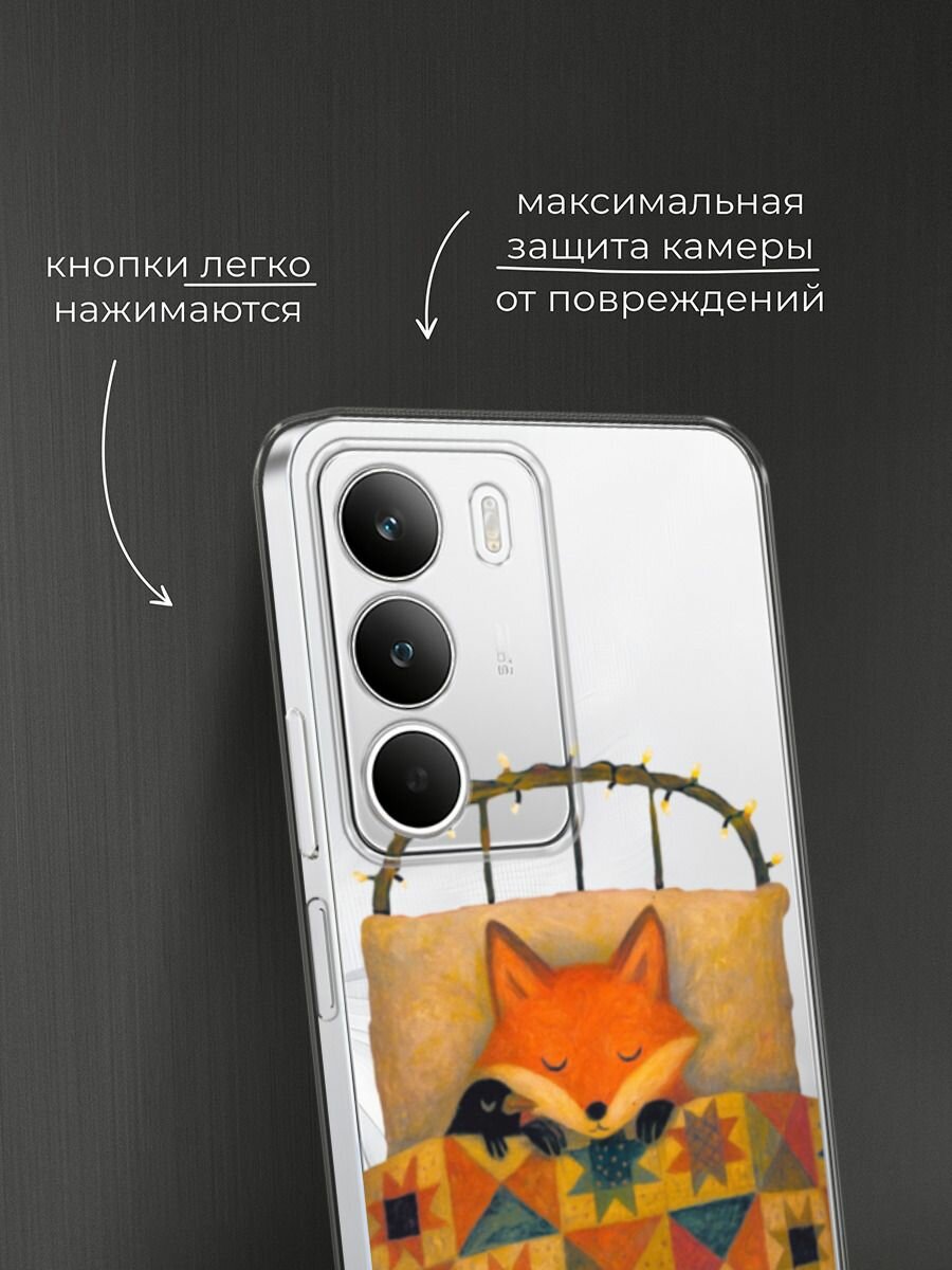 Чехол на Realme C71/P3 Lite 4G / Реалми С71/P3 Лайт 4G с принтом "Лисичка спит", прозрачный — фото 1