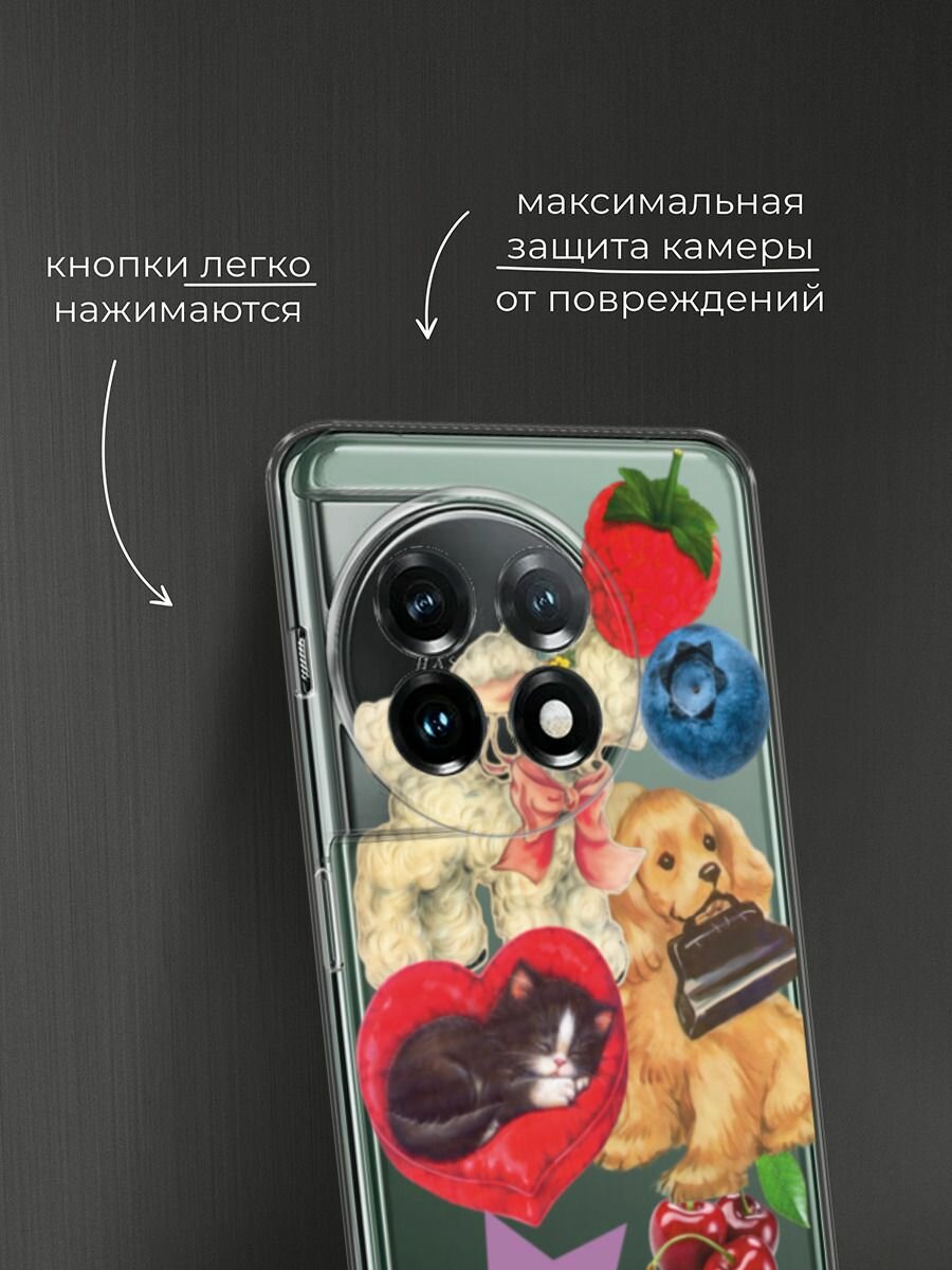 Чехол на OnePlus 11 / Ван Плас 11 с принтом "Милые стикеры", прозрачный — фото 1