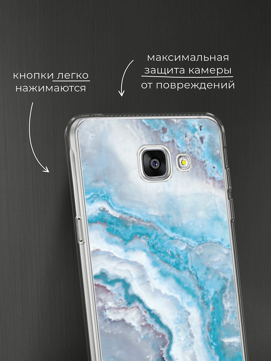 Чехол на Samsung Galaxy A5 2016 / Самсунг Галакси А5 2016 с принтом "Нежно-голубой мрамор" — фото 1