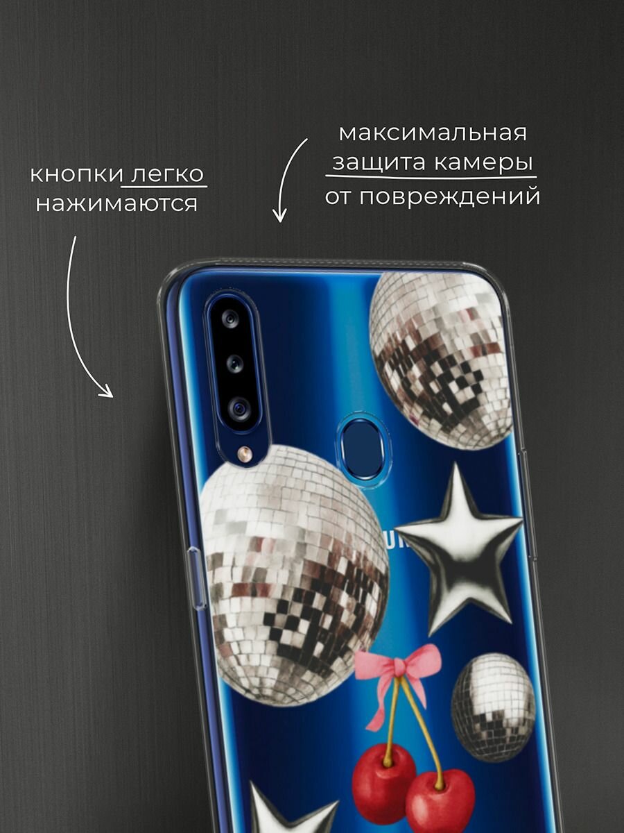 Чехол на Samsung Galaxy A20s / Самсунг Галакси A20s с принтом "Стильная подборка", прозрачный — фото 1