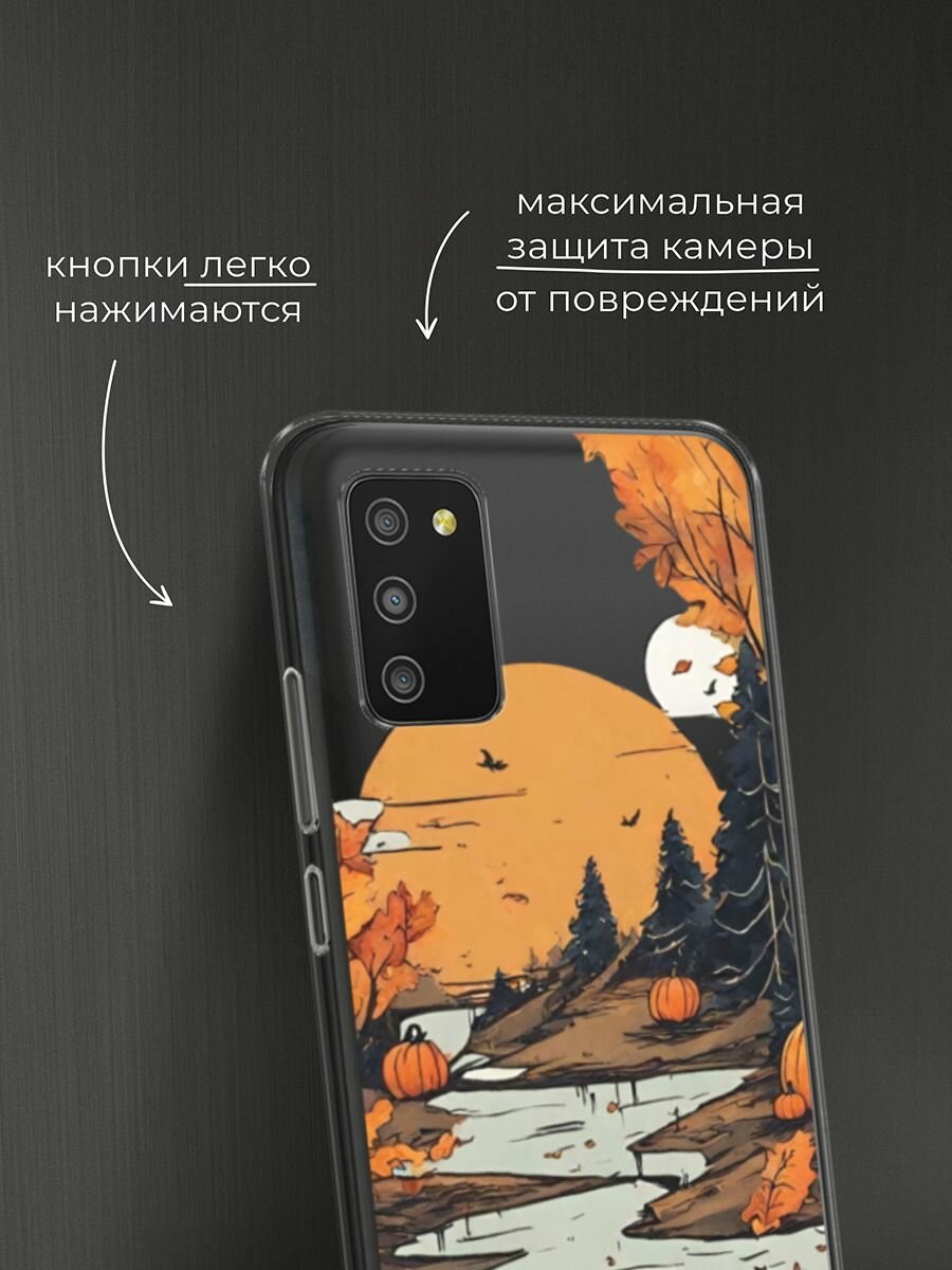 Чехол на Samsung Galaxy A02s / Самсунг Галакси A02s с принтом "Осенний лесной уголок", прозрачный — фото 1