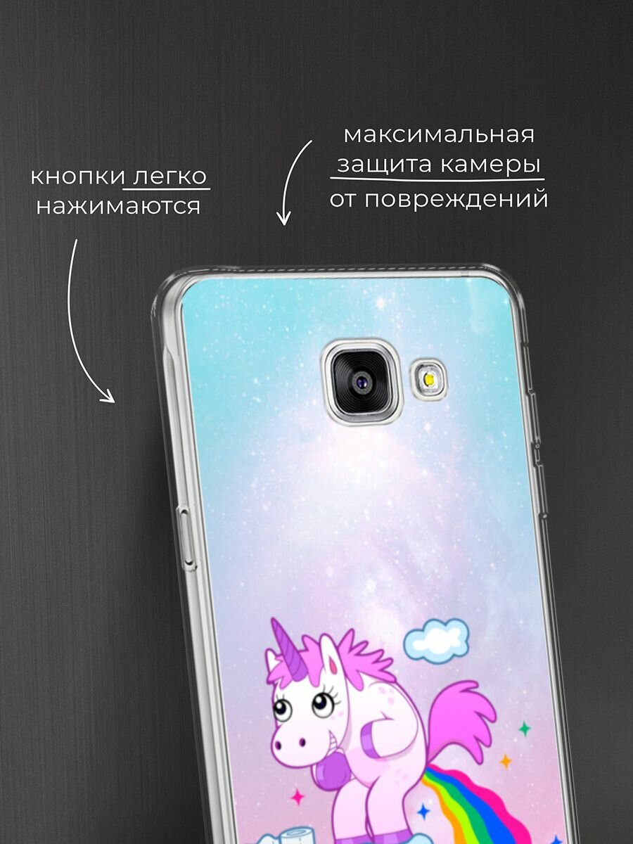 Чехол на Samsung Galaxy A5 2016 / Самсунг Галакси А5 2016 с принтом "Единорог какает" — фото 1