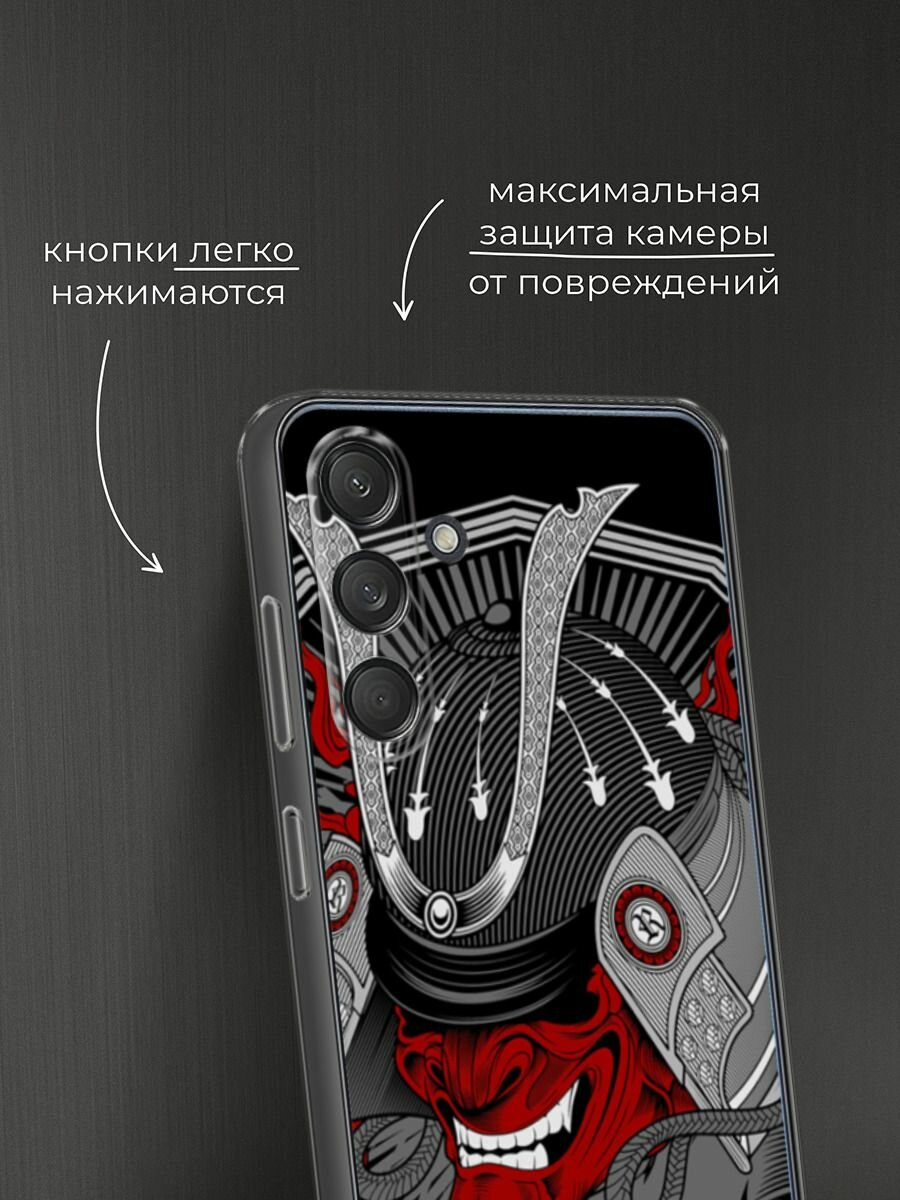 Чехол на Samsung Galaxy M55 / Самсунг M55 с принтом "Красная маска самурая" — фото 1