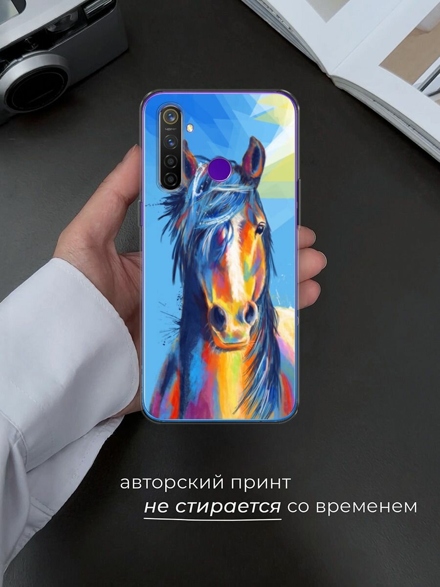 Чехол на Realme 5 Pro / Реалми 5 Про с принтом "Лошадь арт 3" — фото 1