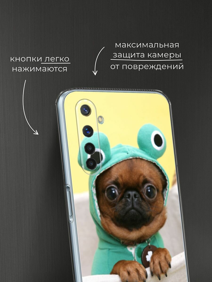 Чехол на Realme 6 / Реалми 6 с принтом "Собачка в шапке лягушки" — фото 1
