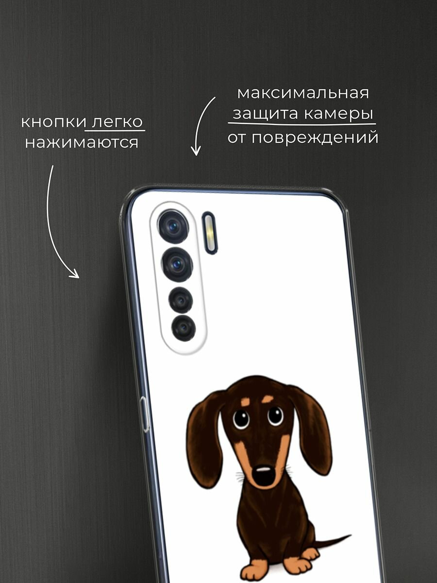 Чехол на Oppo A91/Reno 3 / Оппо A91/Рено 3 с принтом "Маленькая такса" — фото 1
