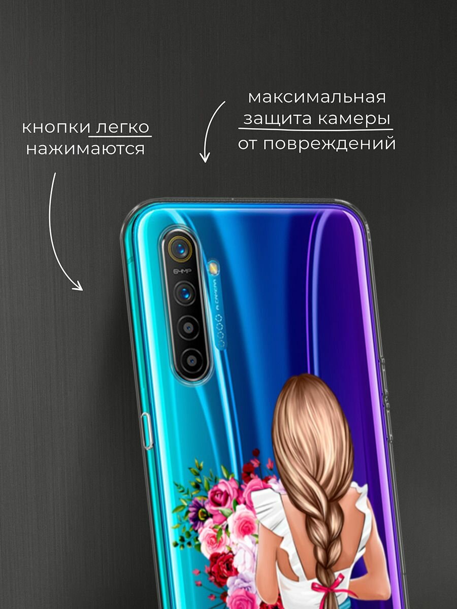 Чехол на Realme XT / Реалми XT с принтом "Букет для девушки", прозрачный — фото 1