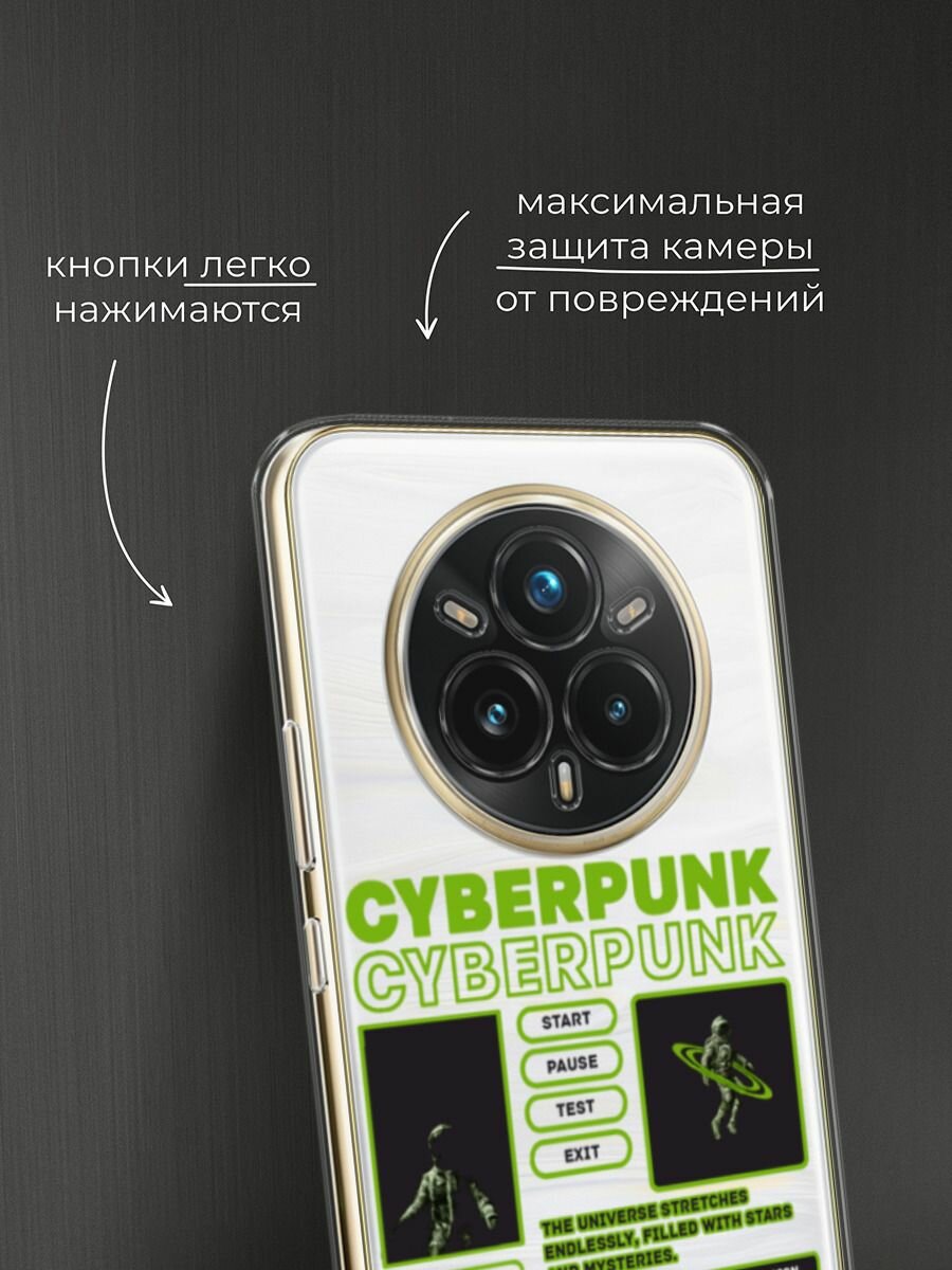 Чехол на Realme 14 Pro+ / Реалми 14 Про+ с принтом "Cyberpunk", прозрачный — фото 1