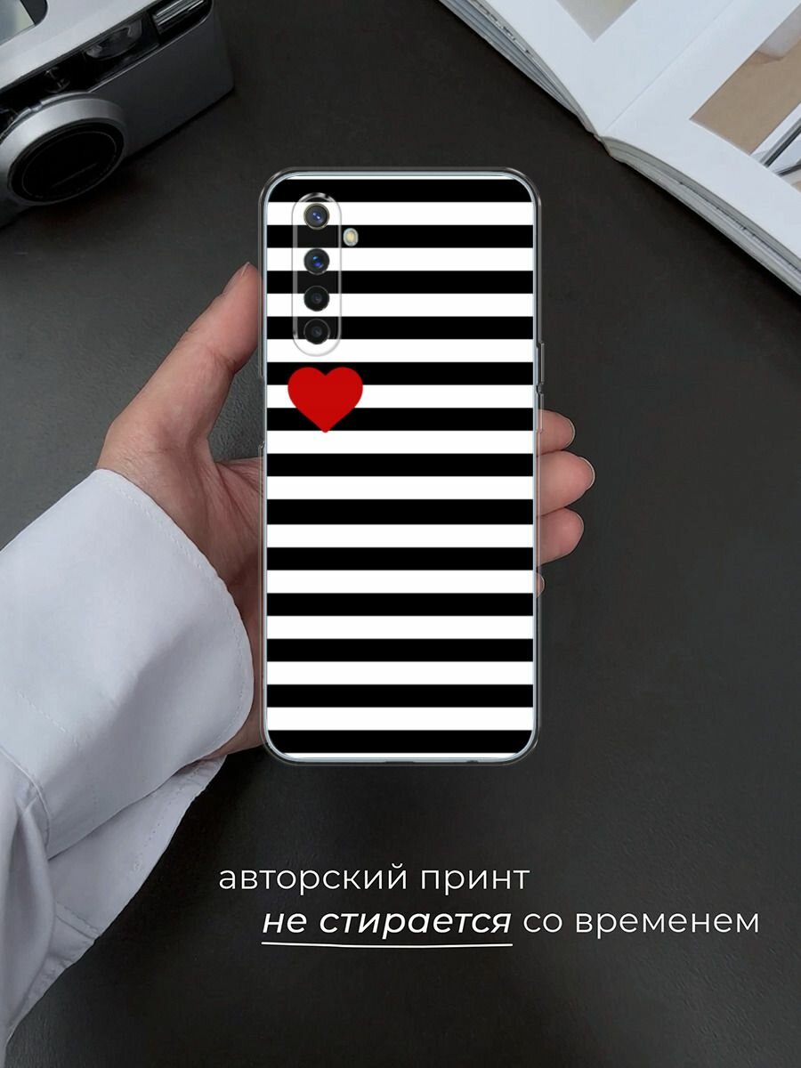 Силиконовый чехол на Realme 6 / Реалми 6 с принтом "Красное сердце" — фото 1