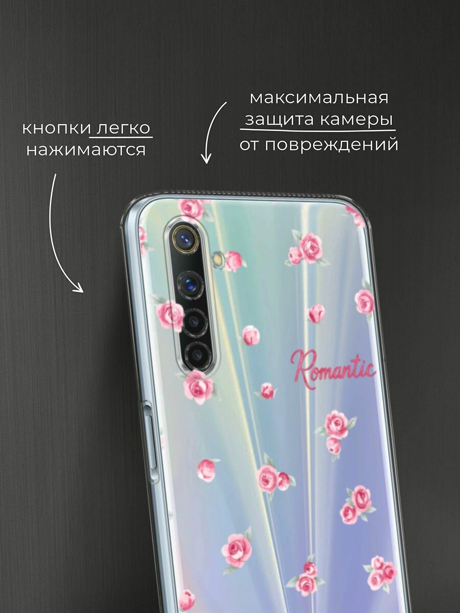 Чехол на Realme 6 / Реалми 6 с принтом "Romantic 2", прозрачный — фото 1