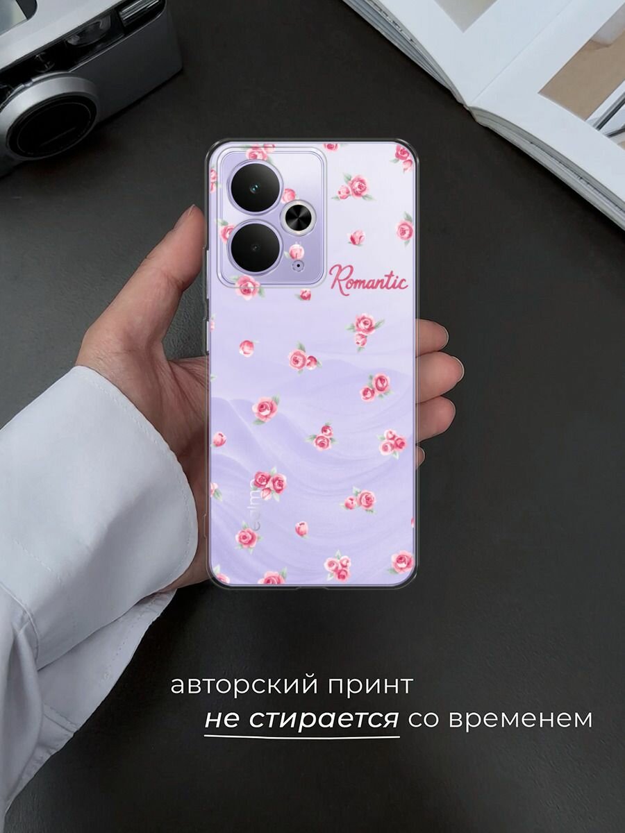 Чехол на Realme 14T / Реалми 14Т с принтом "Romantic 2", прозрачный — фото 1