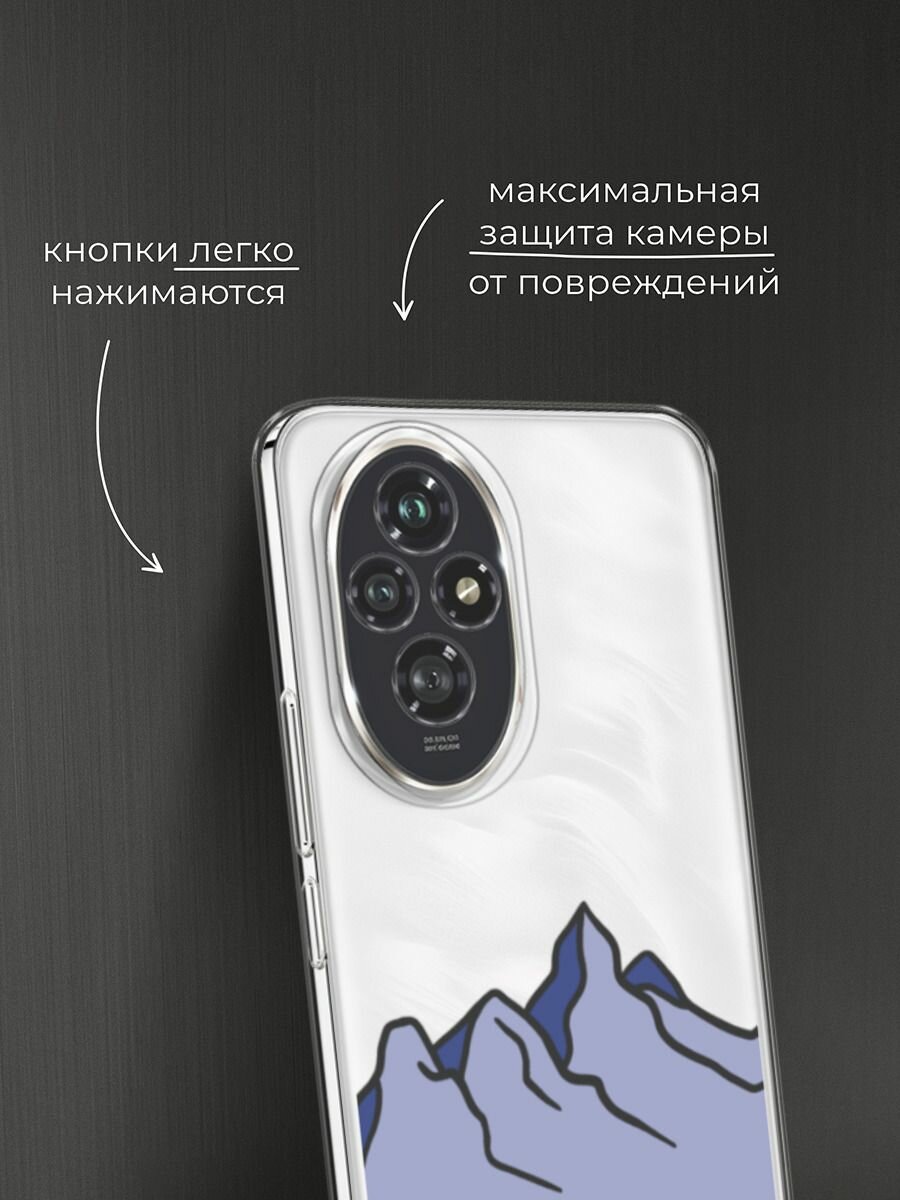 Силиконовый чехол на Honor 200 / Хонор 200 с принтом "Гора", прозрачный — фото 1