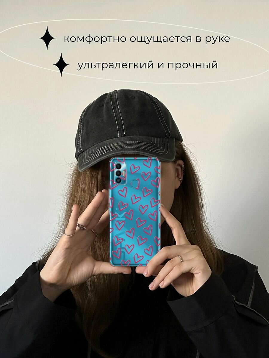 Чехол на Tecno Spark 7 / Техно Спарк 7 с принтом "Темные сердечки" — фото 1