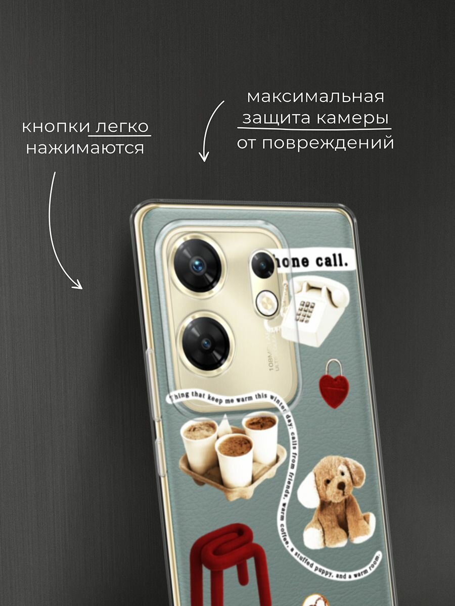Чехол на Infinix Zero 30 4G / Инфиникс Зеро 30 4G с принтом "Phone call", прозрачный — фото 1