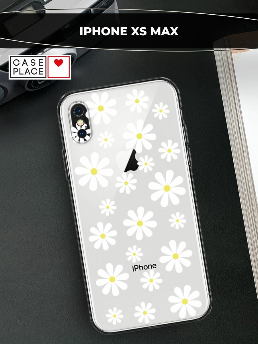 Чехол на Apple iPhone XS Max / Айфон XS Max с принтом "Большие ромашки", прозрачный