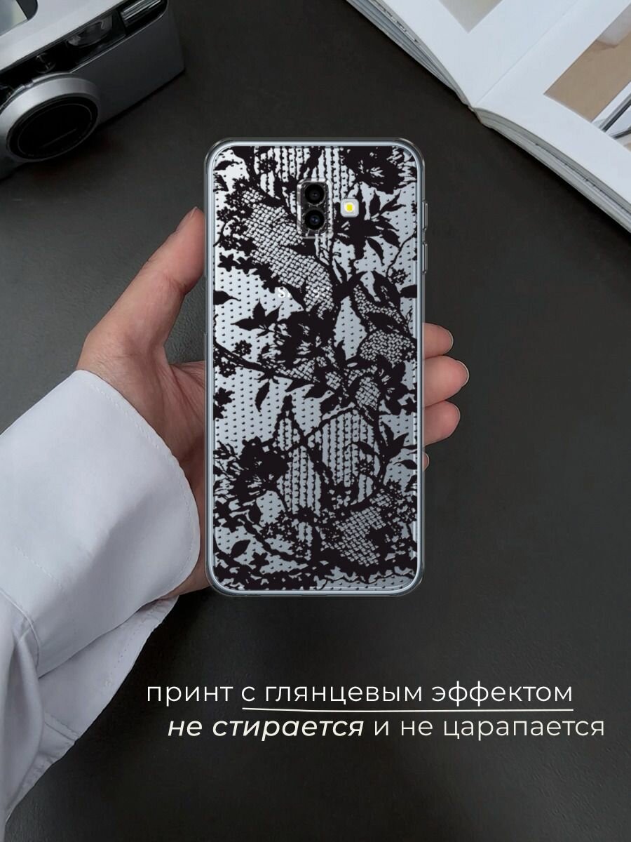 Чехол на Samsung Galaxy J6 + / Самсунг Галакси J6 Плюс 2018 с принтом "Черная сетка" — фото 1
