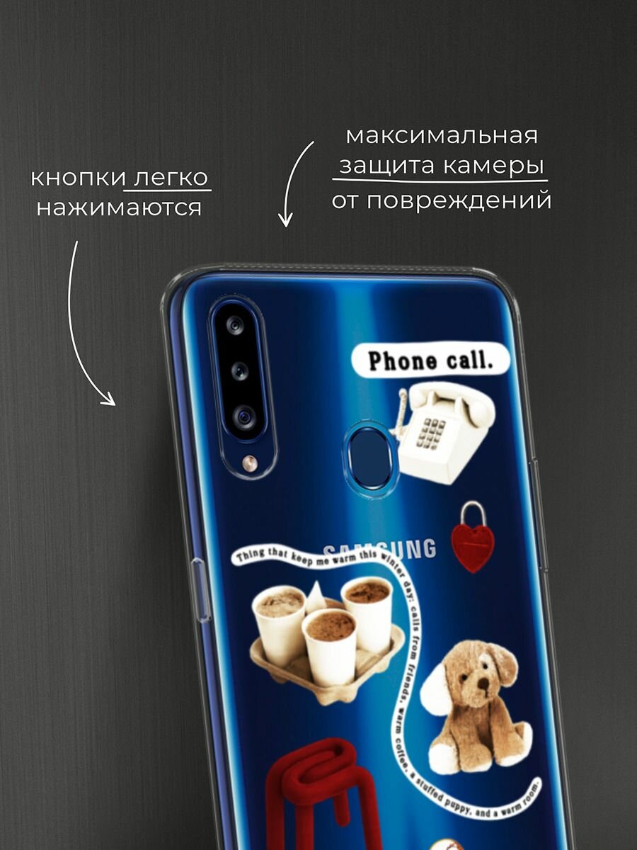 Чехол на Samsung Galaxy A20s / Самсунг Галакси A20s с принтом "Phone call", прозрачный — фото 1