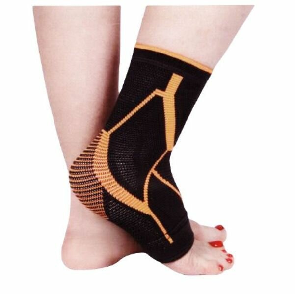 Компрессионный бандаж Экотен "Heeber", на голеностопный сустав, H-300, серо-оранжевый