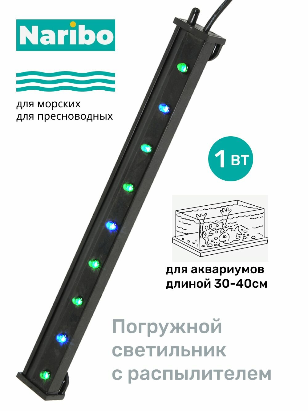Светильник погружной с распылителем Naribo LAS-250 1Вт, 25х2,9х1,9см