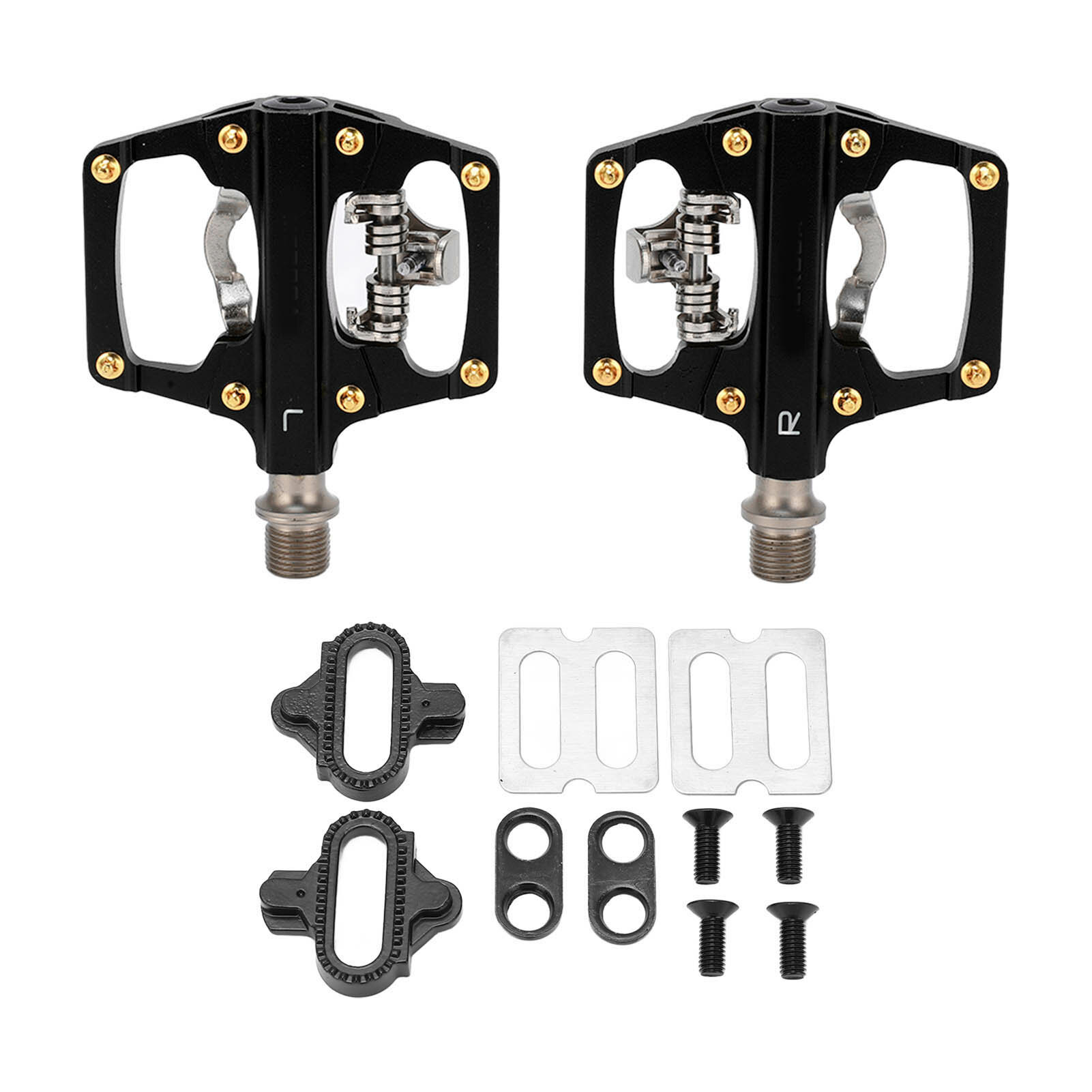 Двусторонняя многофункциональная педаль MEROCA для горного велосипеда SPD, герметичные педали без зажимов с шипами для езды на велосипеде, черный (в упаковке)