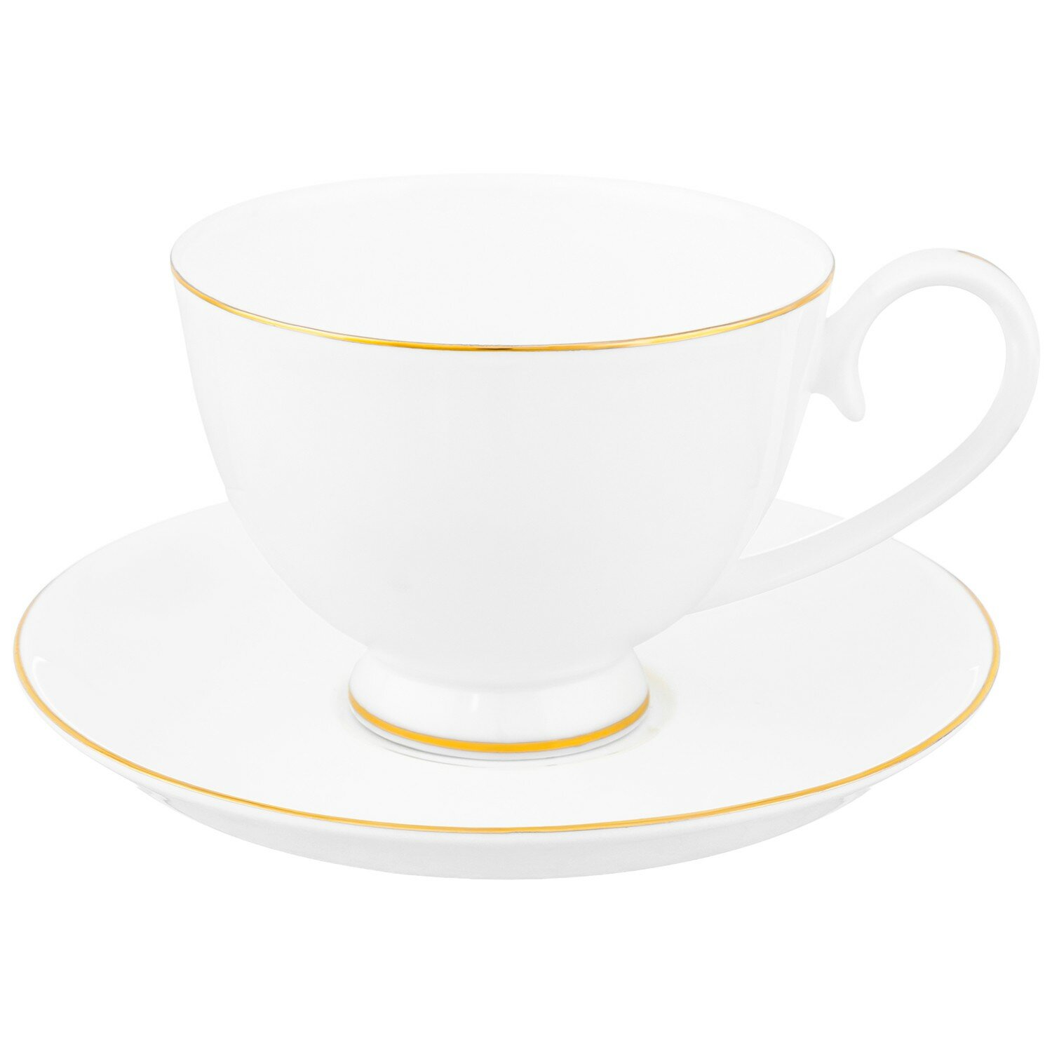 Elan Gallery Пара чайная Белая с золотом, фарфор, 300 мл, элегантные чашки