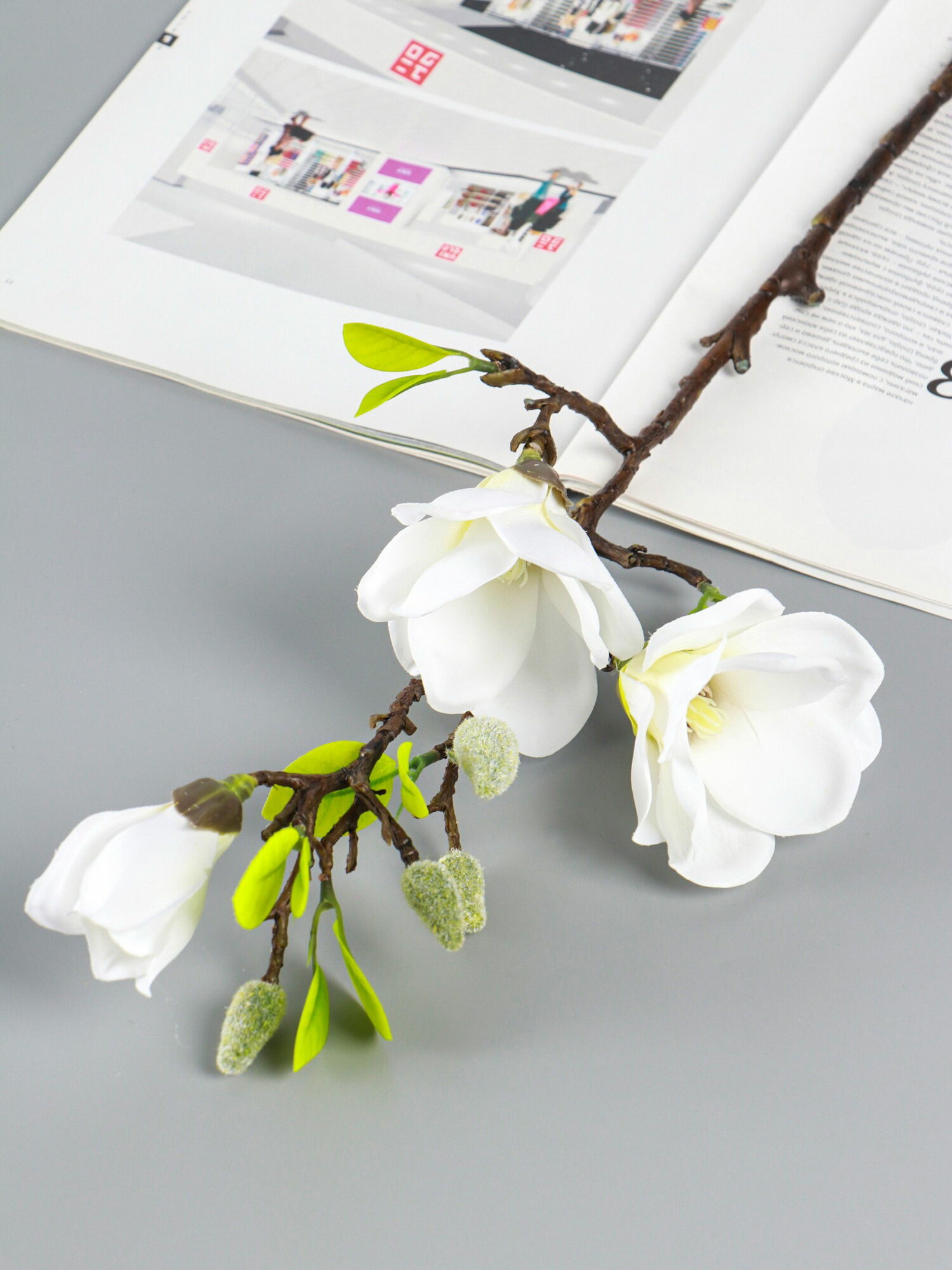 Цветы искусственные "Магнолия галант", 56x11 см, белые, вид: магнолия