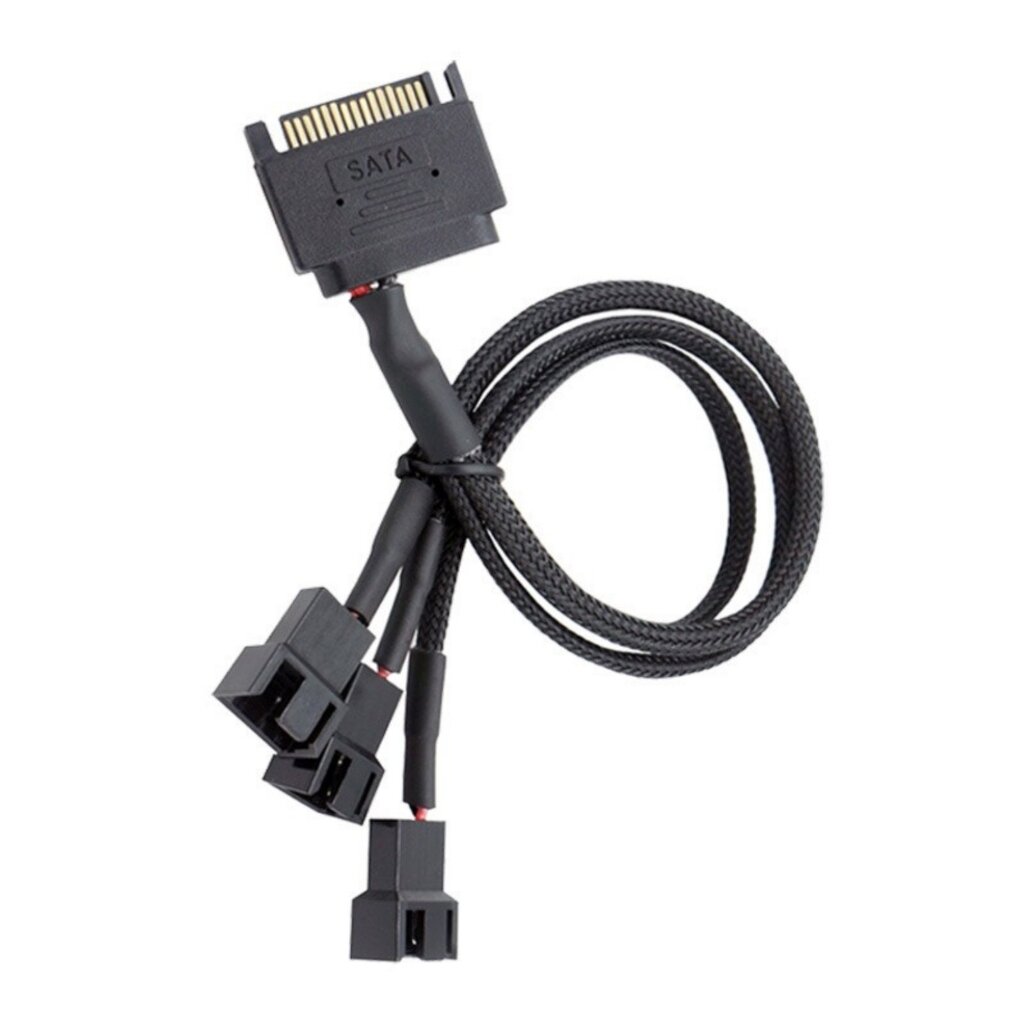 Кабель-удлинитель-разветвитель Питания Вентилятора ПК с высокой Плотностью Оплетки SATAs к 4Pin