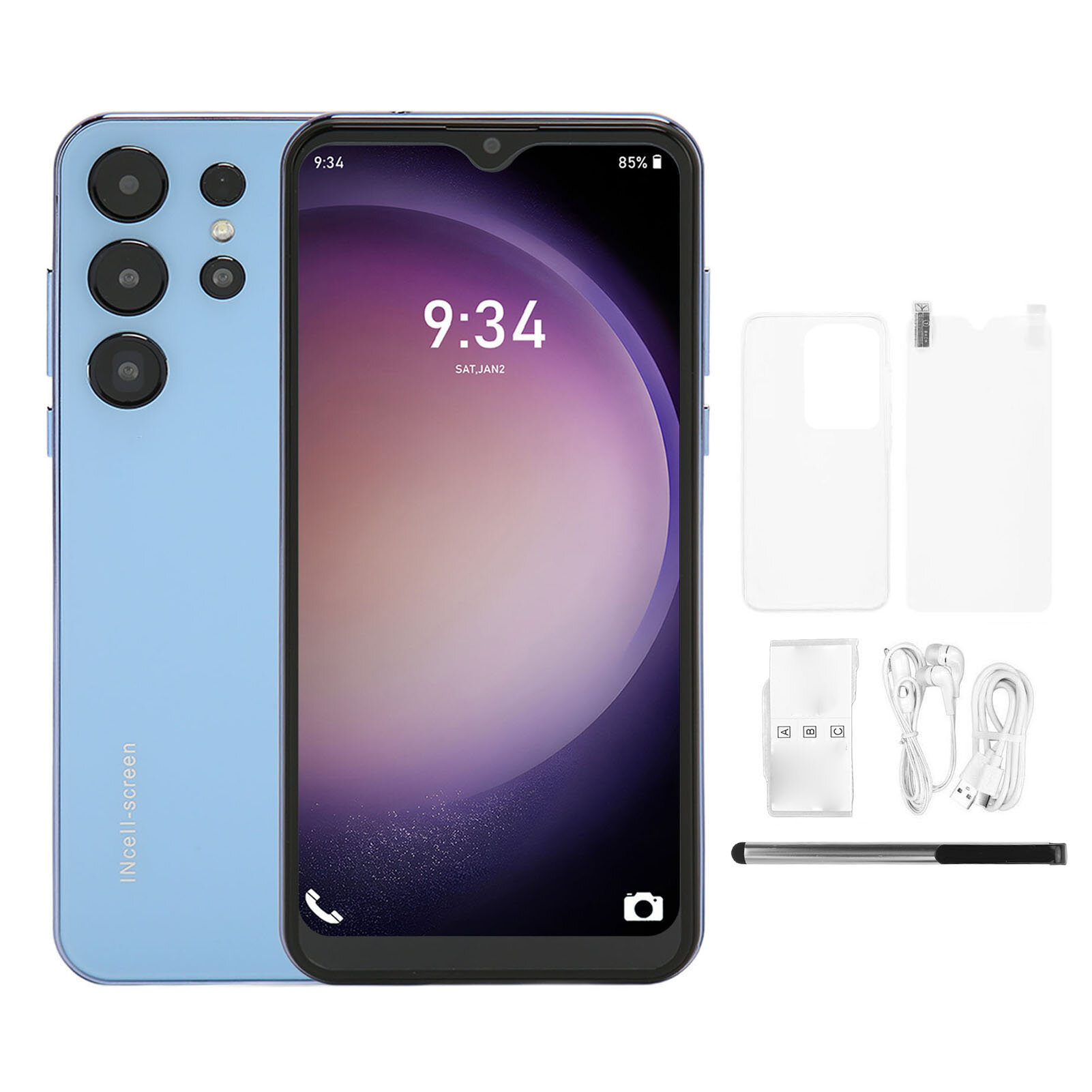 Смартфон S23 Ultra 6.49 со стилусом, 2400x3200, 8 ГБ+64 ГБ, камеры 8 Мп+24 Мп, две SIM, ультратонкий