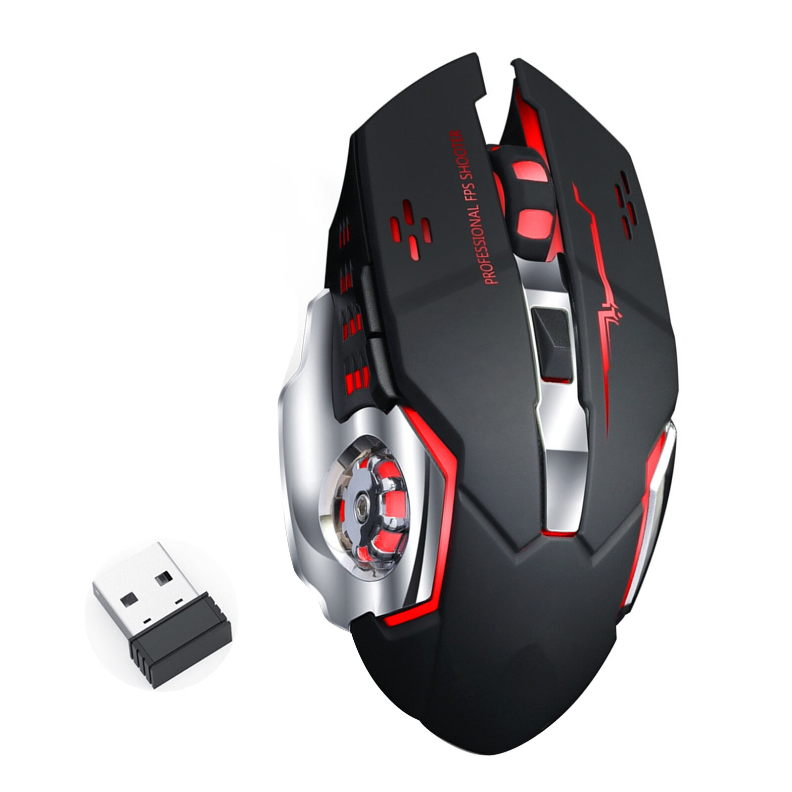 Беспроводная мышь Thunder Wolf Q13 с бесшумным дизайном и подсветкой, игровая и деловая механическая мышь Star Black с одним режимом работы