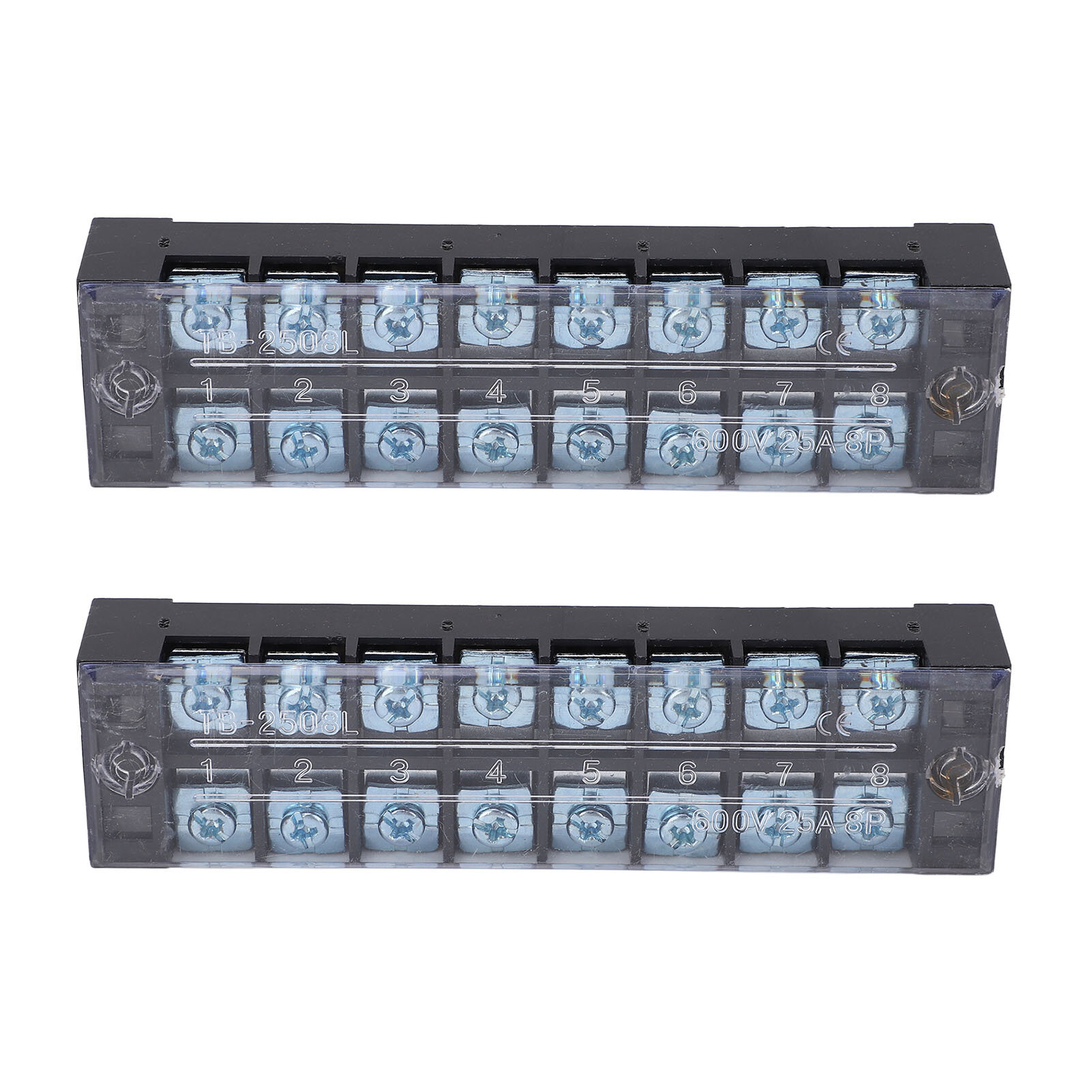 2 шт. Двухрядные винтовые клеммные колодки с фиксированными клеммами высокого тока и крышкой, 600 В 25 А, 8 позиций (2508)