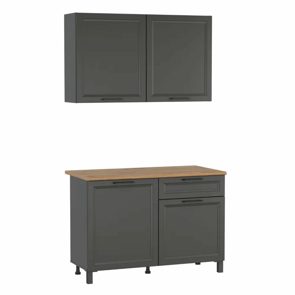 Кухня мркг 15/Римини 1200 (Комплект) Диамант серый/столешница Дуб вотан