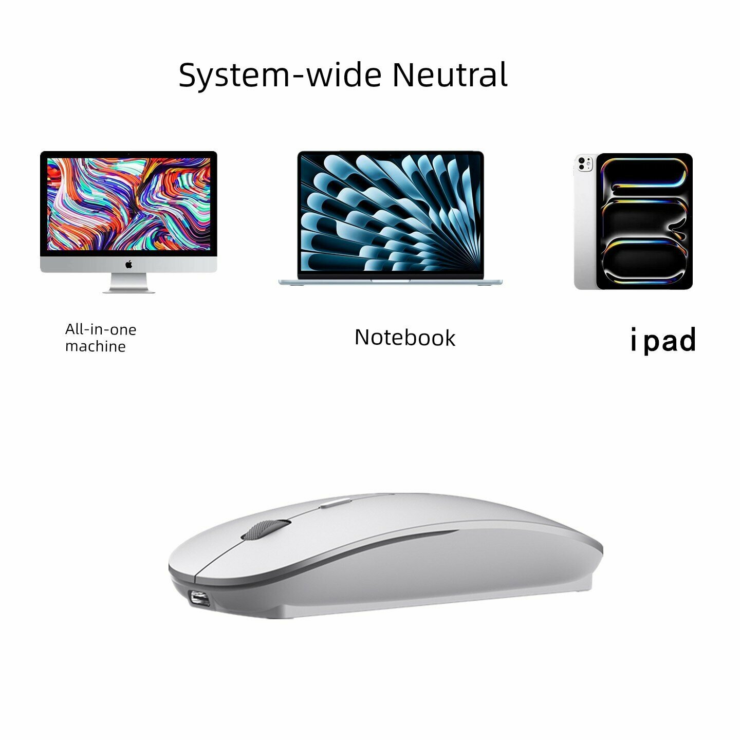 Подходит для компьютеров Apple, ноутбуков Macbook Pro, беспроводных Bluetooth-мышей M1, бесшумных мышей M2, iPad M34.