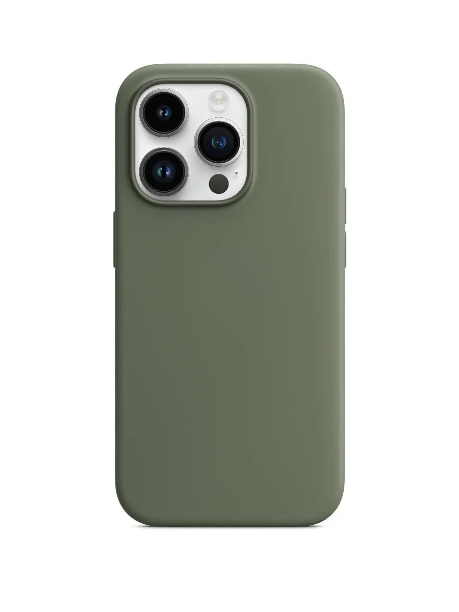 Чехол силиконовый Магсейф для iPhone 14 Pro Olive с анимацией NFC, Silicone case Магсейф для айфон 14 Про - Зеленый