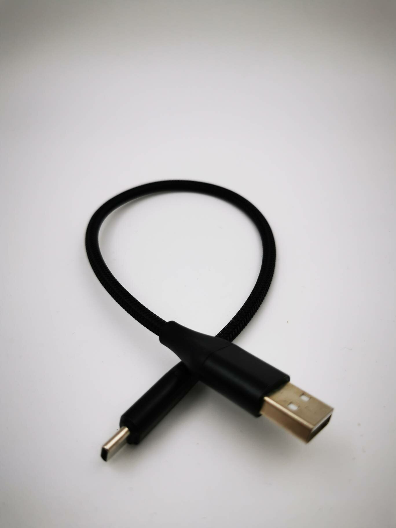 Кабель питания с разъемами USB-TYPE-C, длина 30 см, цвет черный
