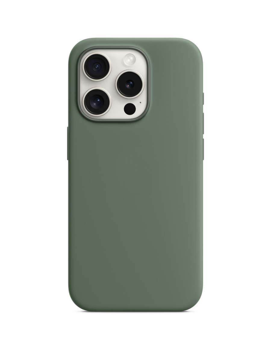 Чехол силиконовый Магсейф для iPhone 15 Pro Cypress с анимацией NFC, Silicone case Магсейф для айфон 15 про - Зеленый