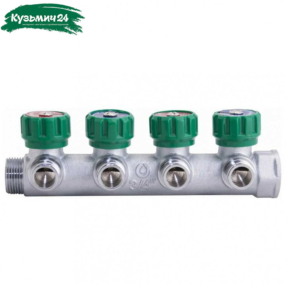 Коллектор регулируемый Gappo G1001.04 ВР-НР, 4 выхода