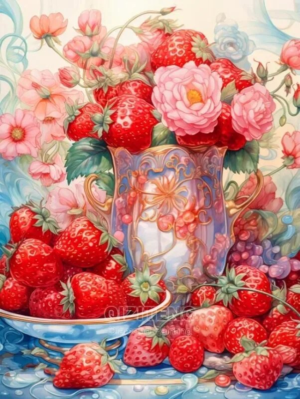 Алмазная живопись QIZITENG Роза Хризантема 30x40cm AB Square, AB-DK-1005