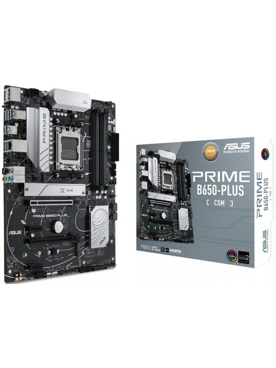 Материнская плата ASUS PRIME B650-PLUS-CSM (AM5, ATX, B650, 4xDDR5, RAID, 2xPCI-Ex16, 2xM.2, HDMI+DP) (PRIME B650-PLUS-CSM)