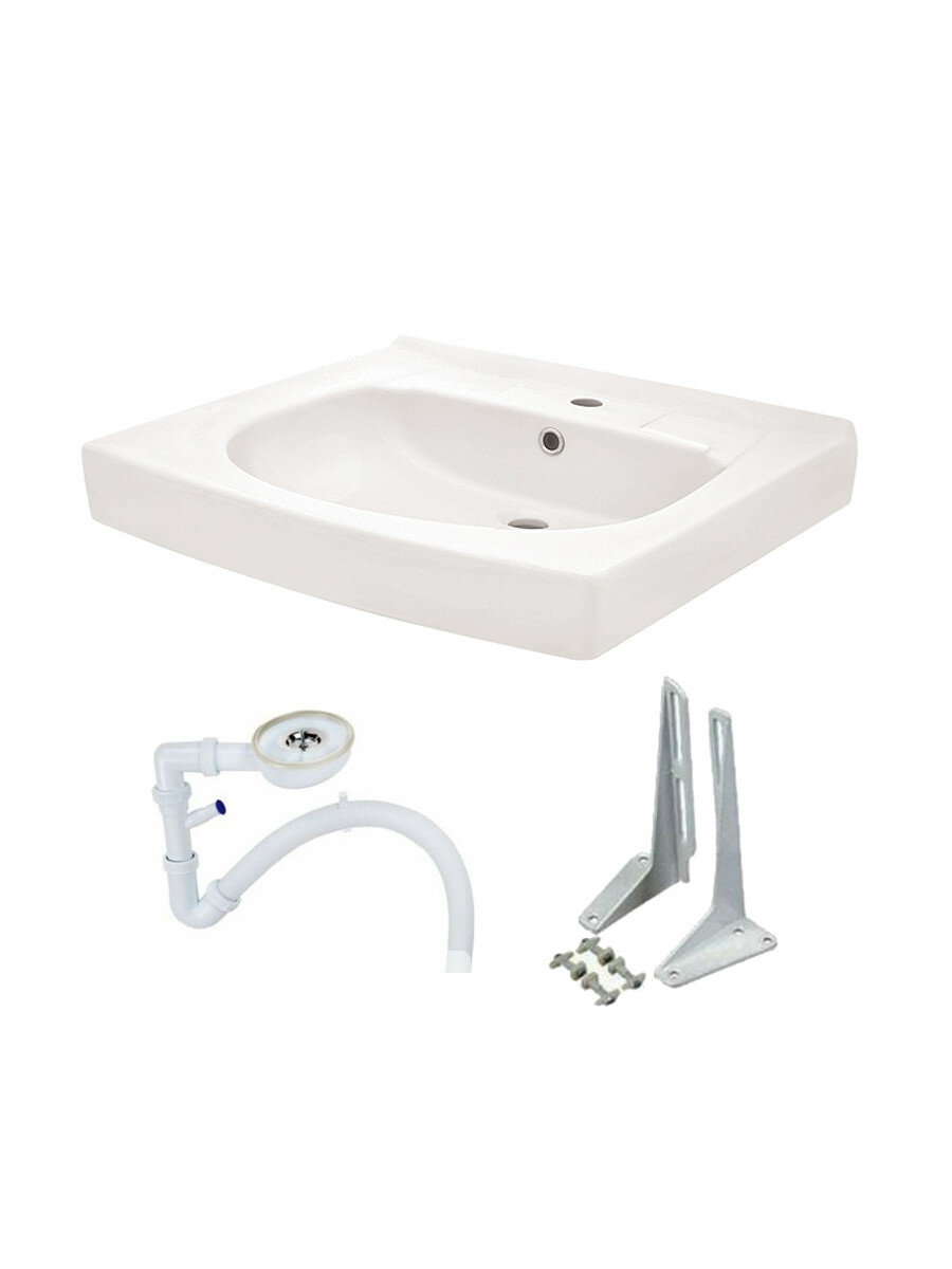 Умывальник сантек Пилот-60 (615х605) для установки над стиральной машиной (кронштейн+сифон+крепеж)