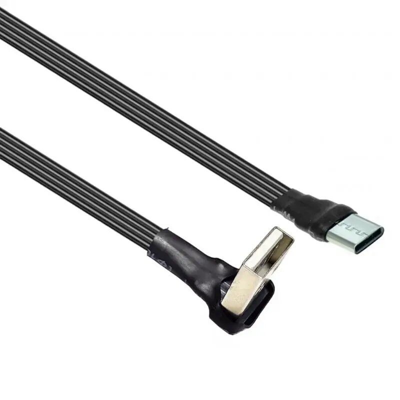 Плоский прямой угол USB к типу C Адаптеры передачи данных Кабель передачи данных 480 Мбит / с зарядного шнура для беспилотных