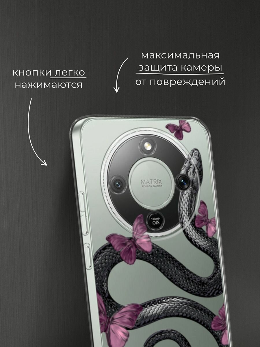 Чехол на Honor X9d / Хонор X9d с принтом "Змейка и бабочки" — фото 1