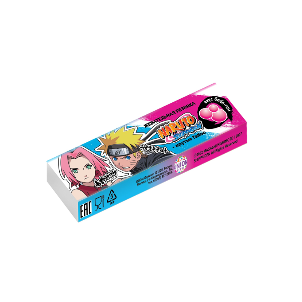Жевательная резинка Naruto со вкусом Бабл-Гам + переводное тату 12 г, Россия