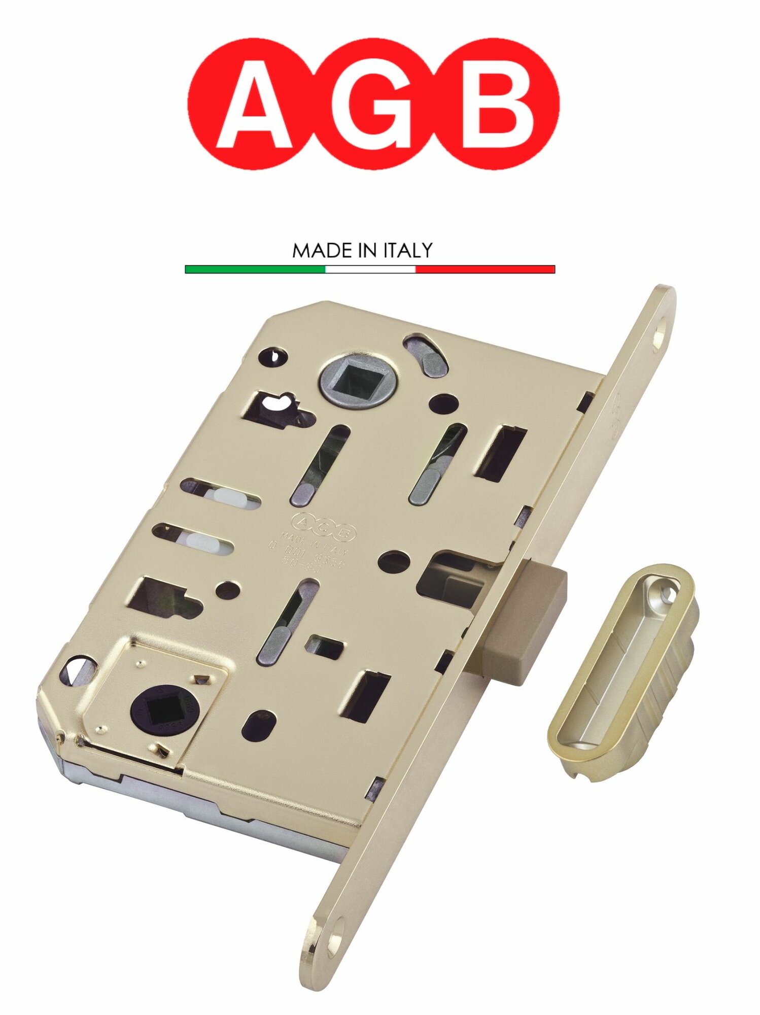 B06102.50.23.640 Замок межкомнатный (KIT) WC AGB MEDIANA POLARIS 2XT (матовое золото) + ответная планка