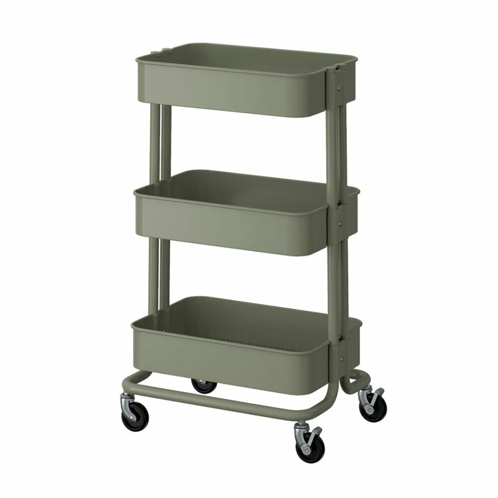 Тележка на колесах икеа IKEA RASKOG для хранения для кухни и ванной, 35х45х77, серо-голубая