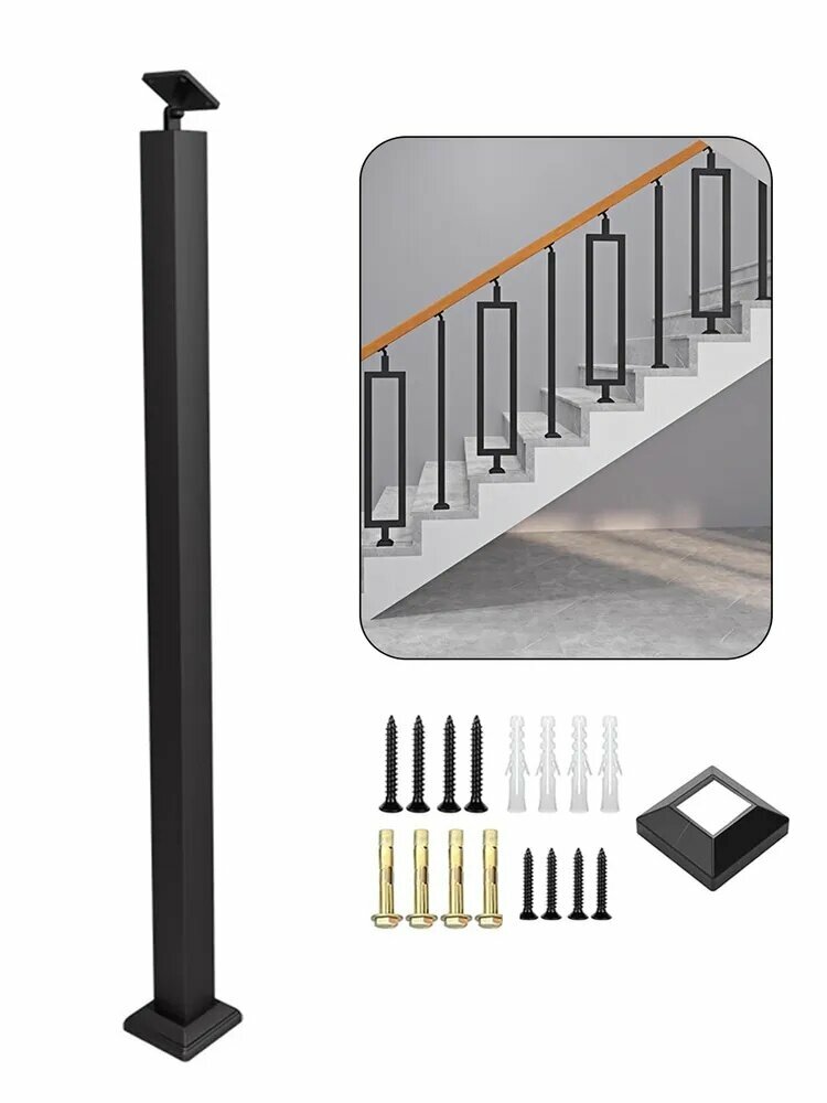 Черные кованые столбы для перил, ограждение для крыльца, лофта и уличных ступеней