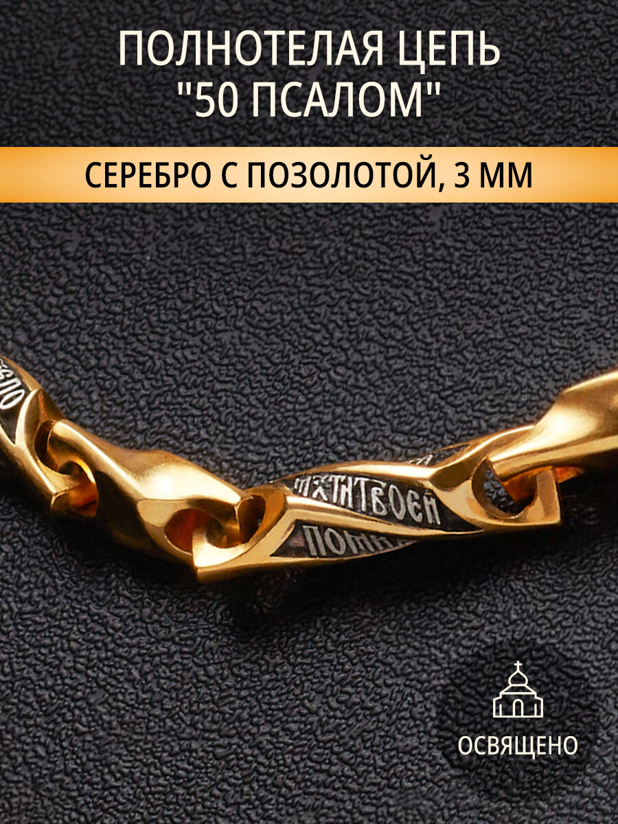 Цепь желтое серебро, золото, 925 проба, золочение, чернение