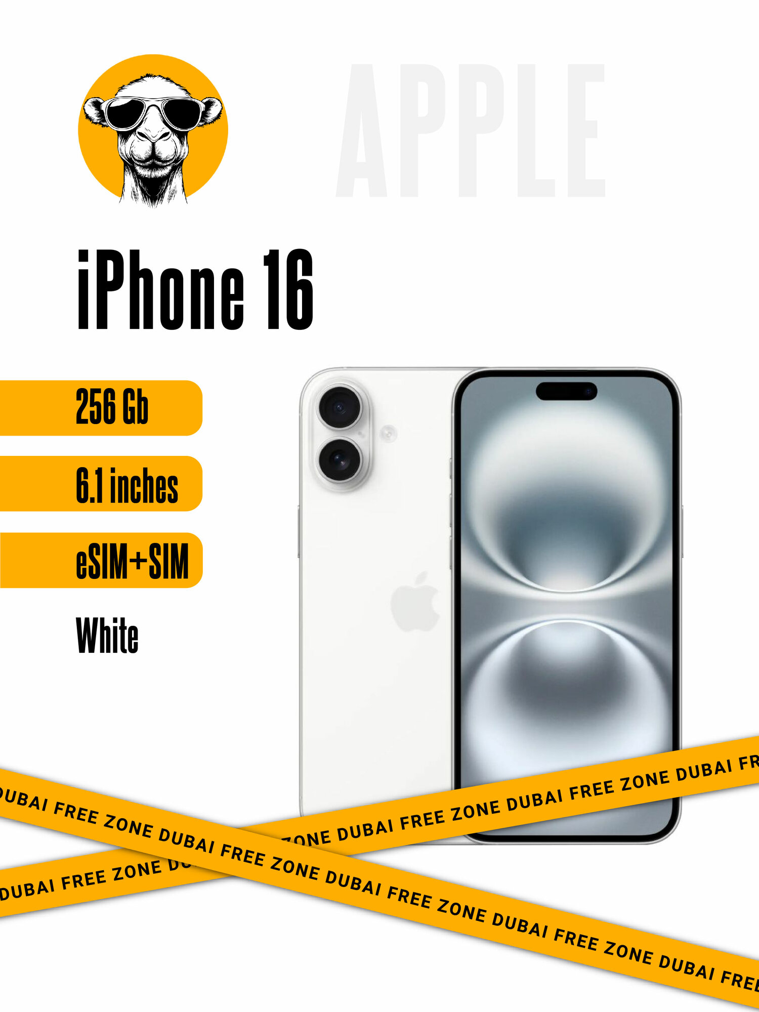 Смартфон iPhone 16 256GB White Sim+E-Sim